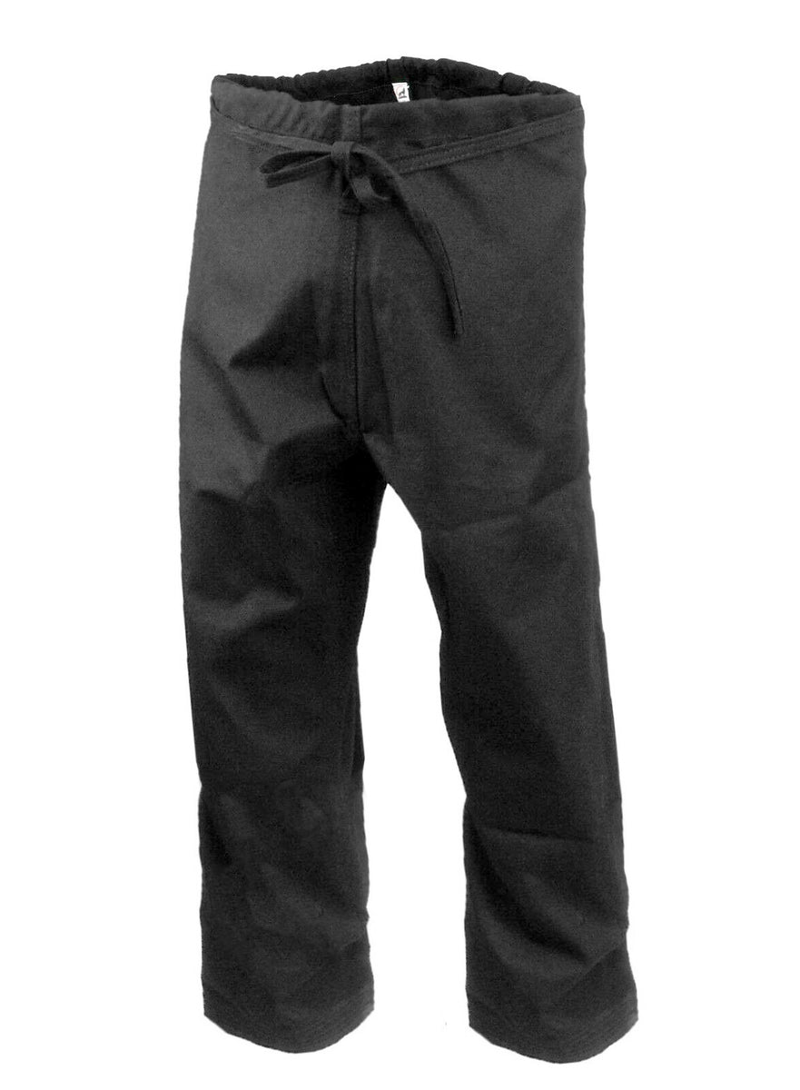 Karate Pants, 100% Cotton, 10 oz., Black, Drawstring Waist – Prowin Corp.
