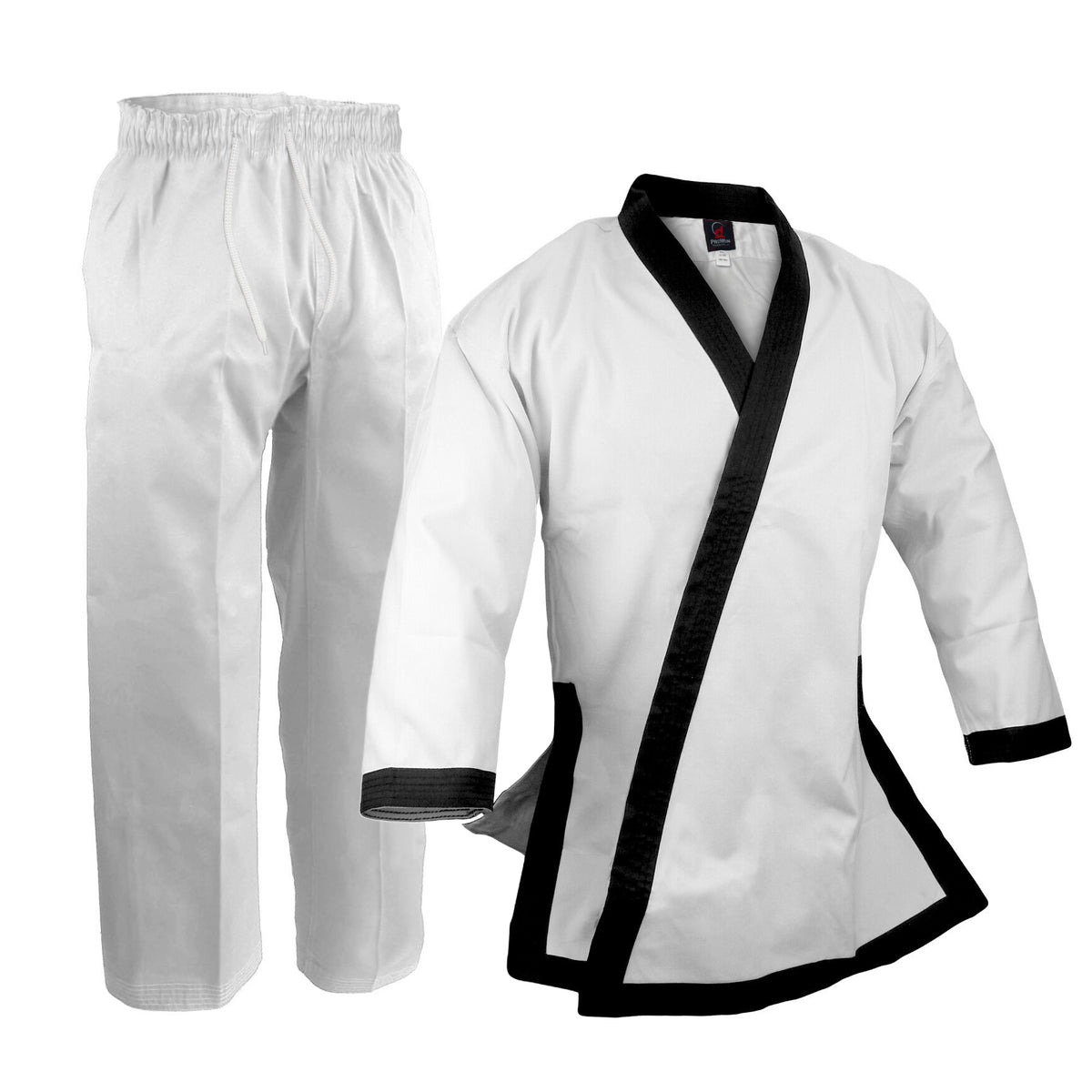 Tang Soo Do Uniform, 10 oz., Medium Weight, Black Trim w/ Elastic Wais ...