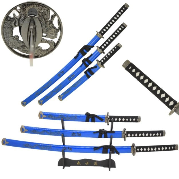 Sword- Metal, Samurai Swords 3pcs Set, Blue (SE-390BL-SET) – Prowin Corp.