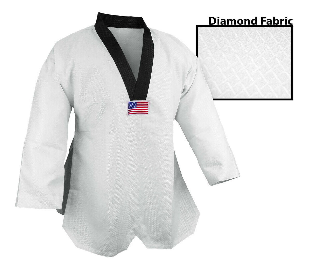Taekwondo Uniform, Deluxe Jacquard, White, Black Trim – Prowin Corp.